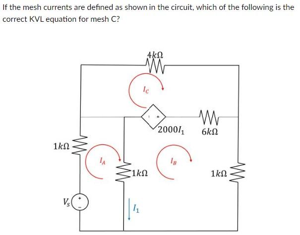 Solved If the mesh currents are defined as shown in the | Chegg.com