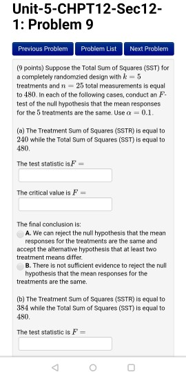 Solved Unit-5-CHPT12-Sec 12- 1: Problem 9 Previous Problem | Chegg.com