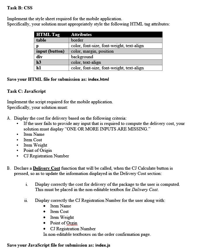 Solved A section of the application was created for you to | Chegg.com