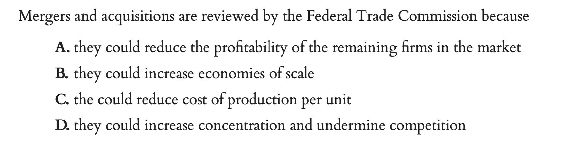 Solved Mergers and acquisitions are reviewed by the Federal | Chegg.com