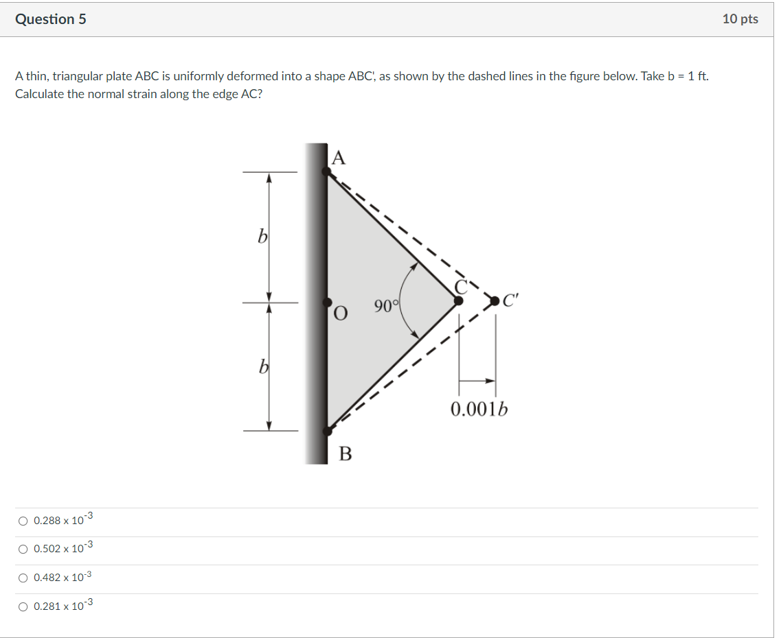 Solved Question 5 10 pts A thin, triangular plate ABC is | Chegg.com