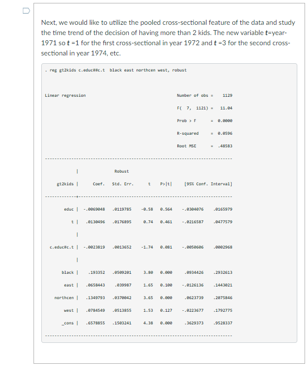 Stata Question Part I: This question uses data from | Chegg.com