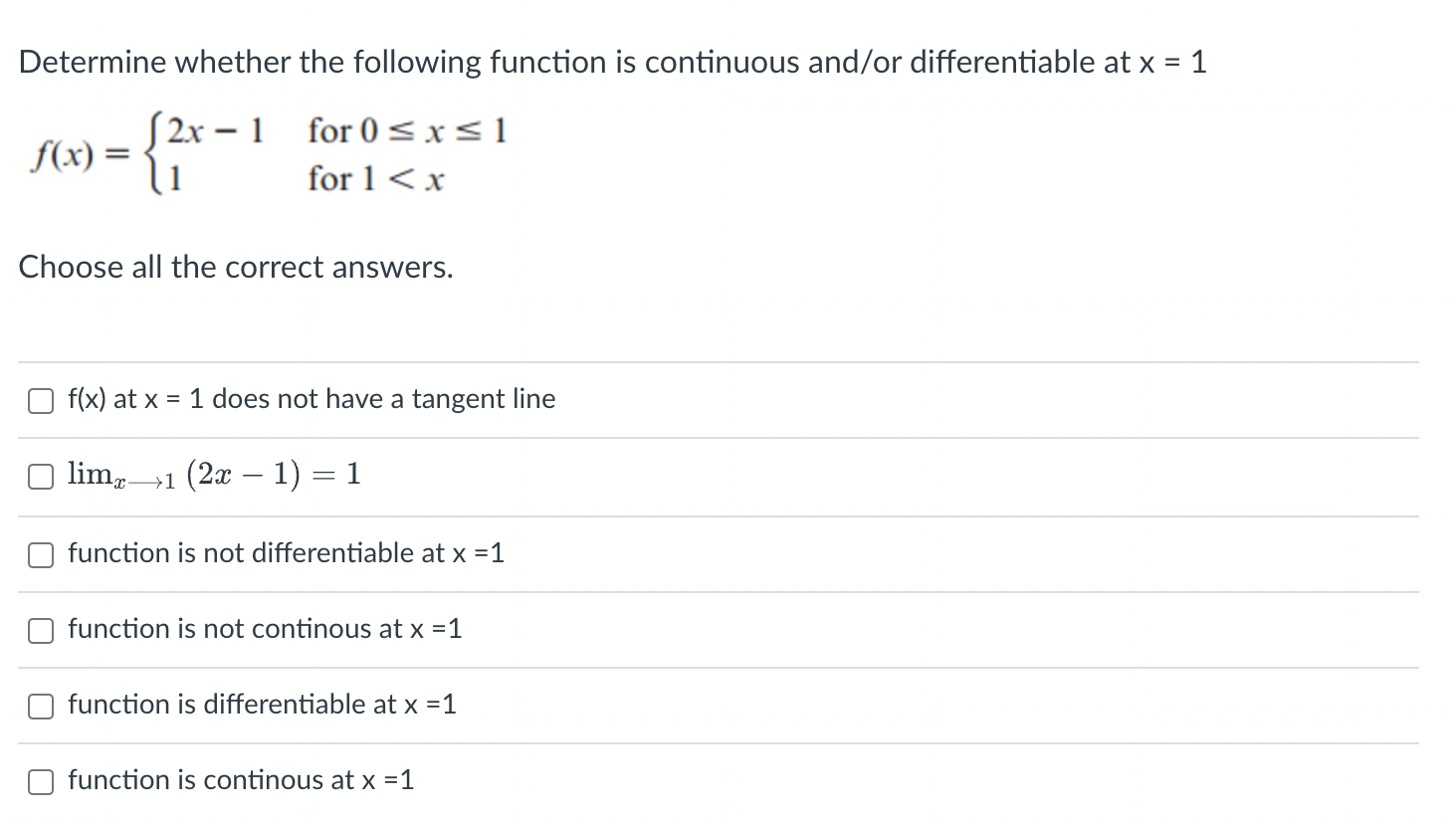Solved Determine whether the following function is | Chegg.com