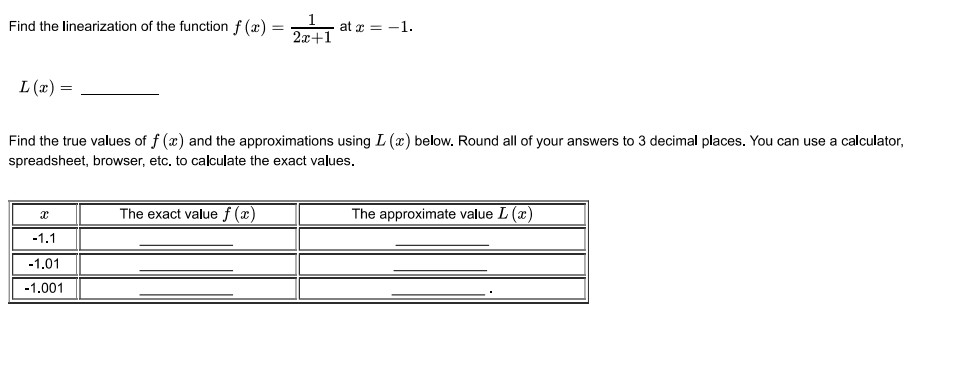 Solved Find the linearization of the function f(x)=12x+1 ﻿at | Chegg.com