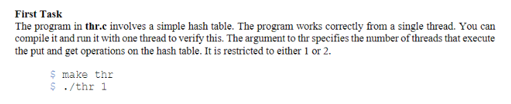 Solved First Task The program in thr.c involves a simple | Chegg.com