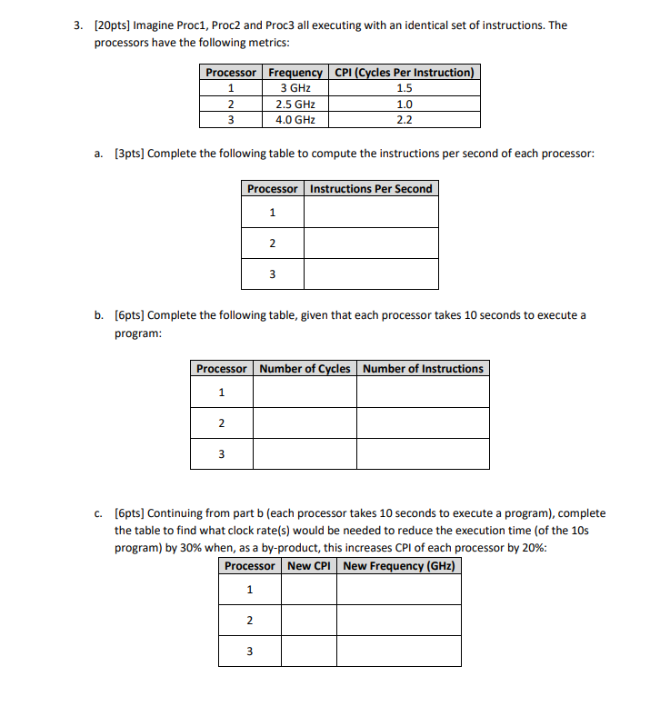 Solved [20pts] Imagine Proc1, Proc2 and Proc3 all executing | Chegg.com