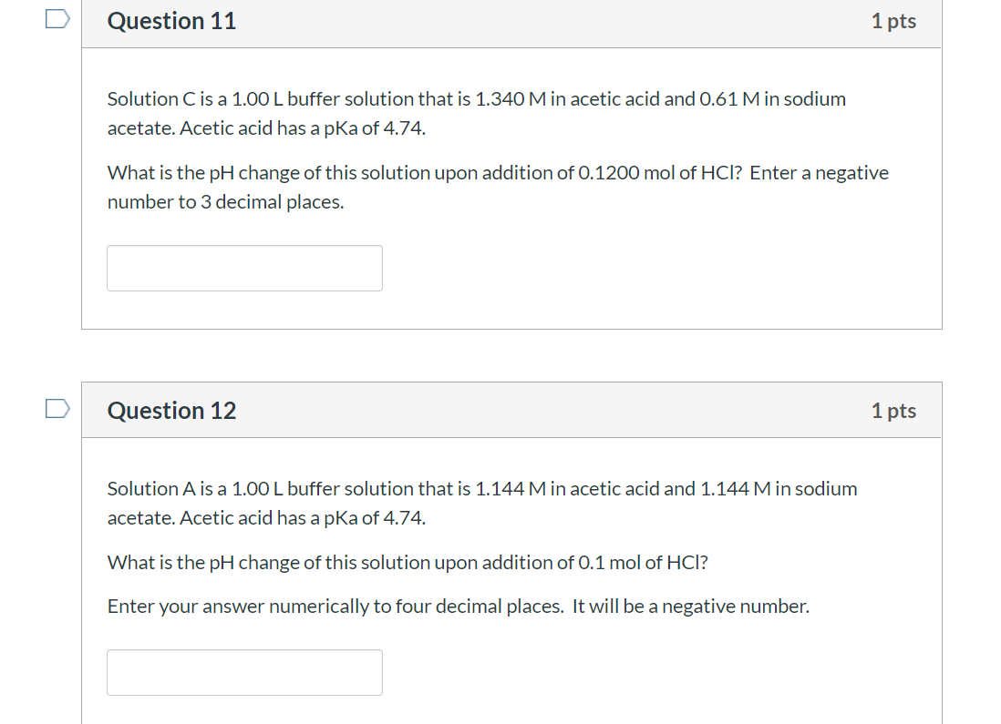 Solved Question 11 1 pts Solution C is a 1.00 L buffer | Chegg.com