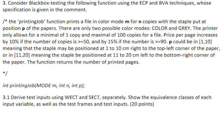 3. Consider Blackbox-testing the following function | Chegg.com