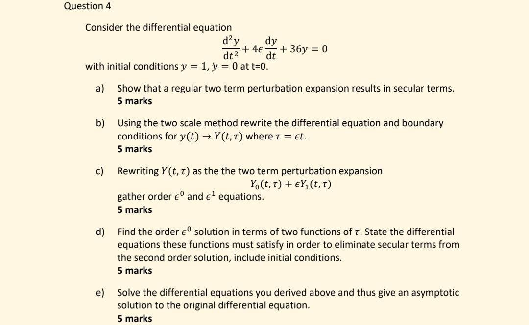 Solved Question 4 Consider the differential equation dạy dy | Chegg.com