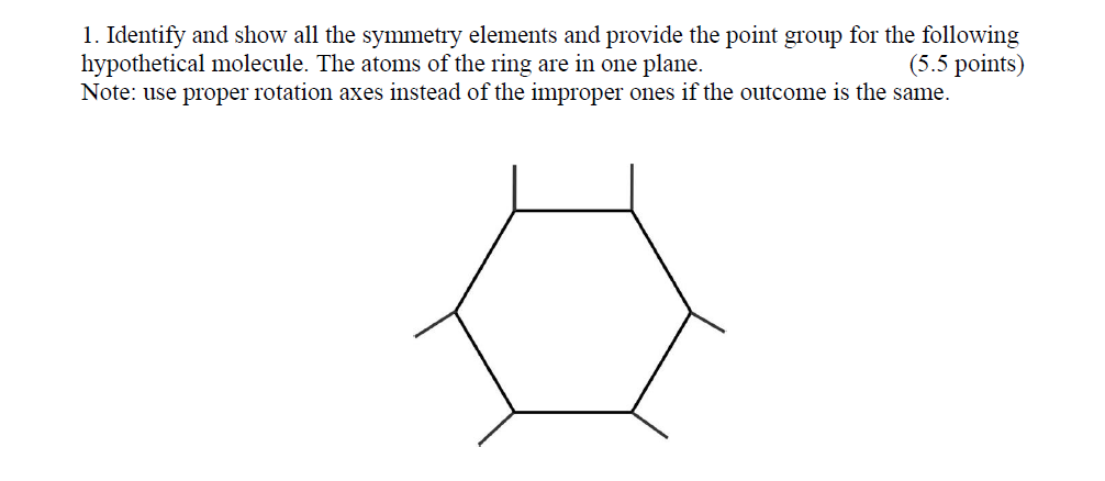 1. ﻿Identify and show all the symmetry elements and | Chegg.com
