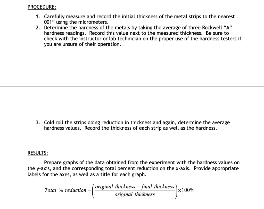 Solved PROCEDURE: 1. Carefully measure and record the | Chegg.com