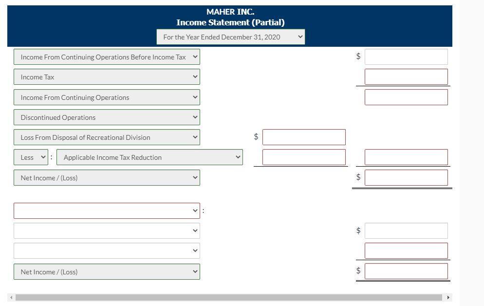 Solved Maher Inc. reported income from continuing operations | Chegg.com