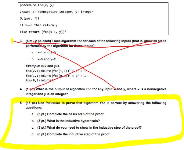 procedure foo(x, y) Input: x: nonnegative integer, y: | Chegg.com