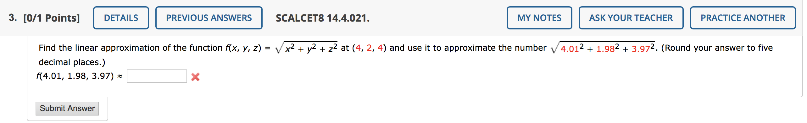 Solved 3. [0/1 Points] DETAILS PREVIOUS ANSWERS SCALCET8 | Chegg.com