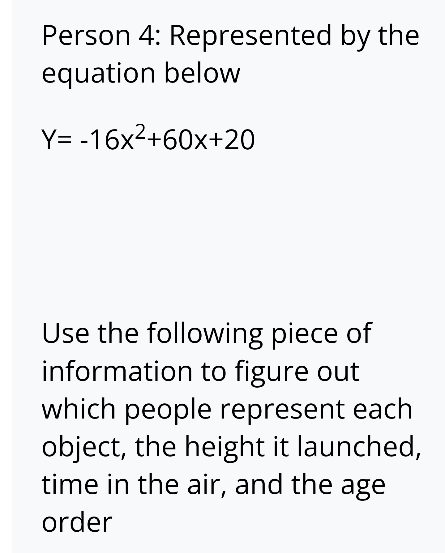 Solved You will be comparing 4 people who are throwing | Chegg.com
