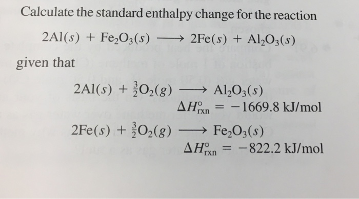 Solved Calculate the standard enthalpy change for the | Chegg.com