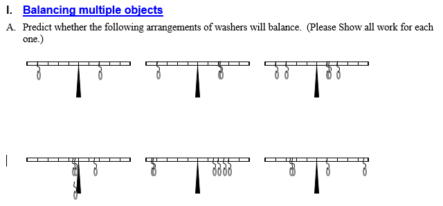 Solved 1. Balancing multiple objects A. Predict whether the | Chegg.com