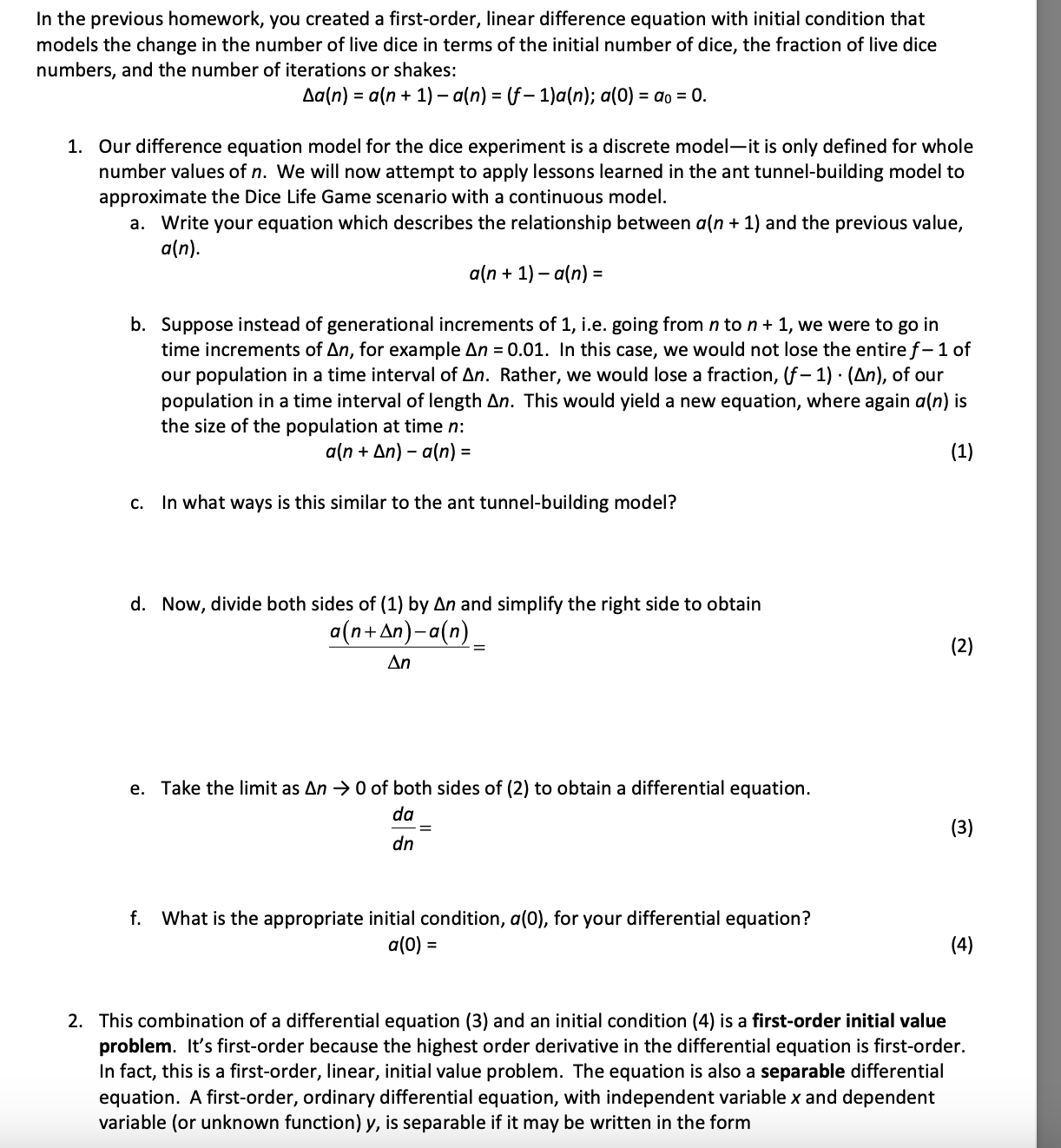 Solved In the previous homework, you created a first-order, | Chegg.com