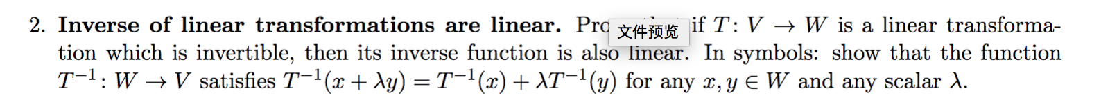 Solved 2. Inverse of linear transformations are linear. Pro | Chegg.com