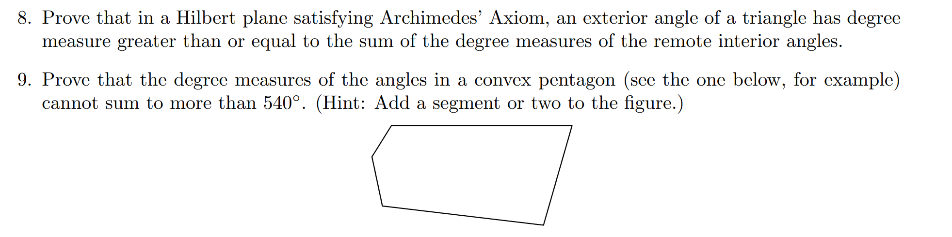 Solved 8. Prove that in a Hilbert plane satisfying | Chegg.com
