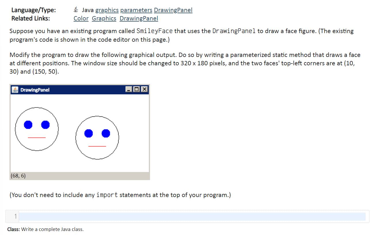 Solved Language/Type: Java graphics parameters | Chegg.com