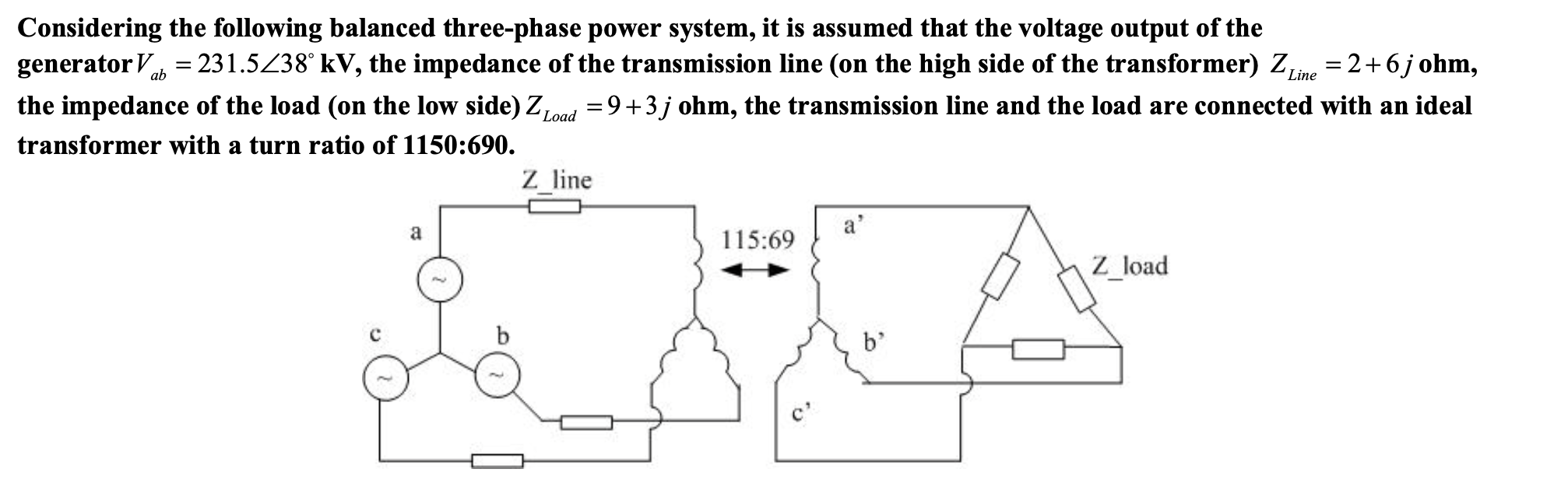 Solved Considering the following balanced three-phase power | Chegg.com