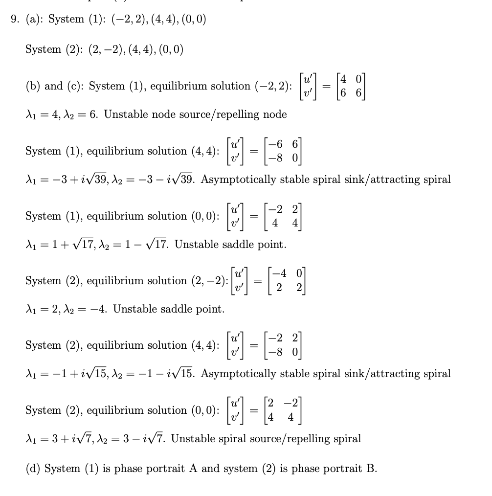 Solved (a): System (1):(−2,2),(4,4),(0,0) System (2): | Chegg.com