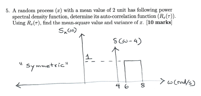 Solved 5. A random process (x) with a mean value of 2 unit | Chegg.com