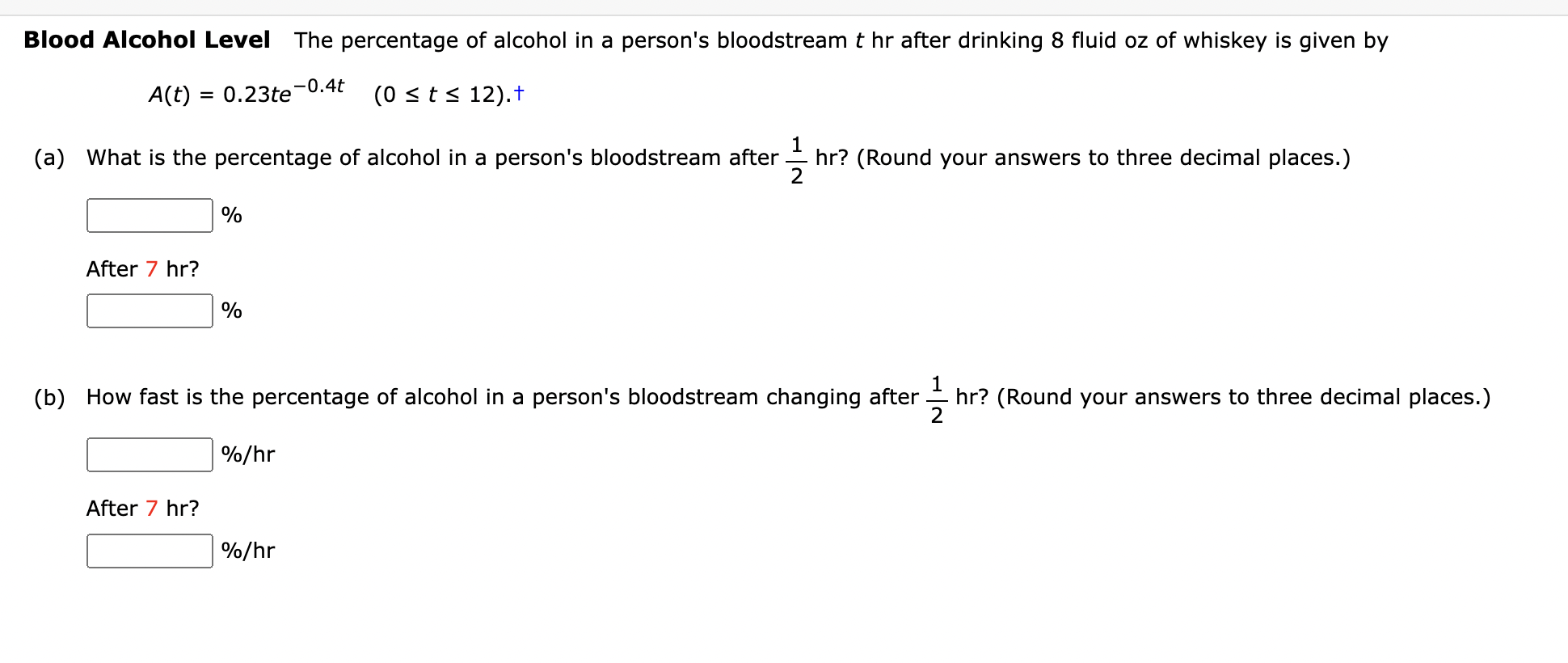 Solved Blood Alcohol Level The percentage of alcohol in a | Chegg.com