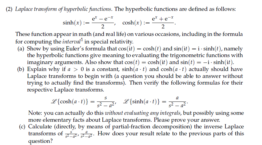 Solved Laplace transform of hyperbolic functions. The | Chegg.com