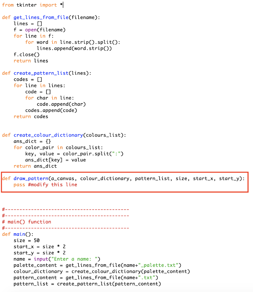 Solved Please complete the function that I have annotated | Chegg.com