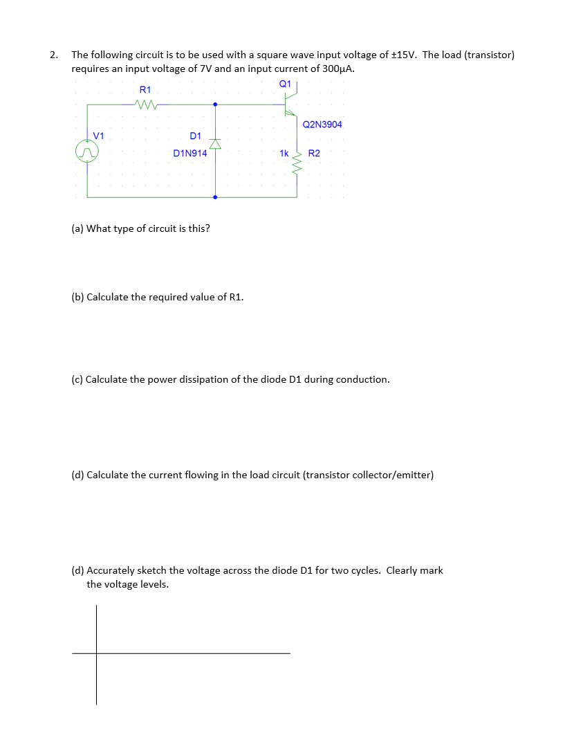 Solved 2. The following circuit is to be used with a square | Chegg.com