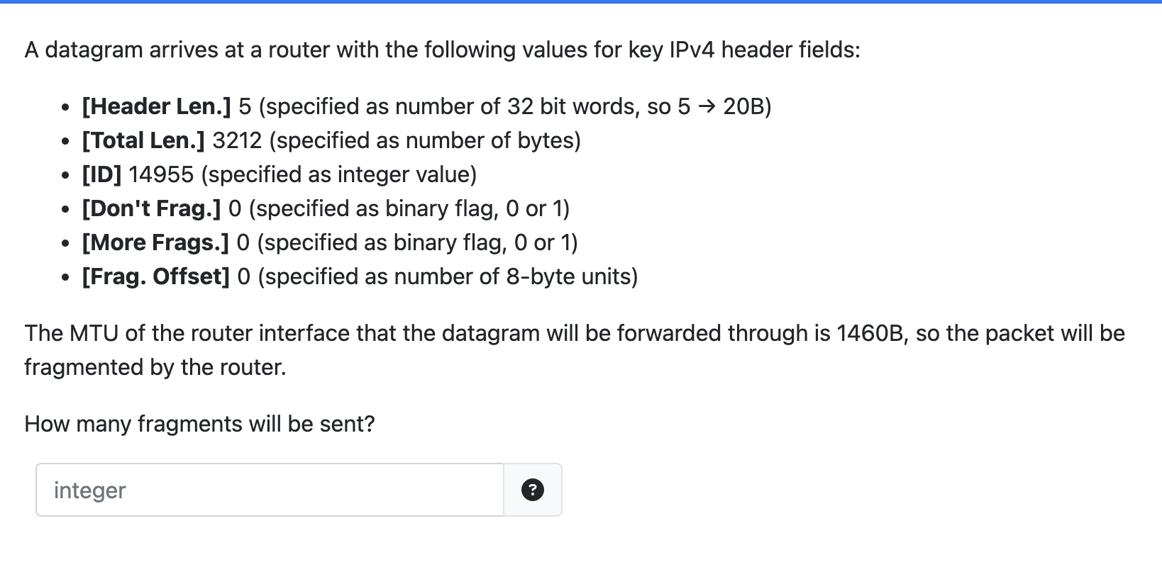 Solved A datagram arrives at a router with the following | Chegg.com
