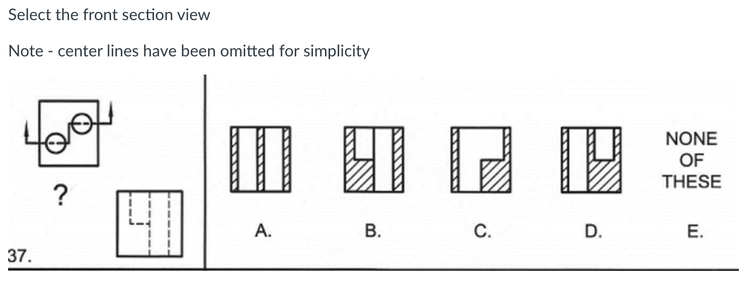 Solved Select the front section view Note - center lines | Chegg.com