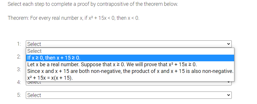 Solved Select each step to complete a proof by | Chegg.com