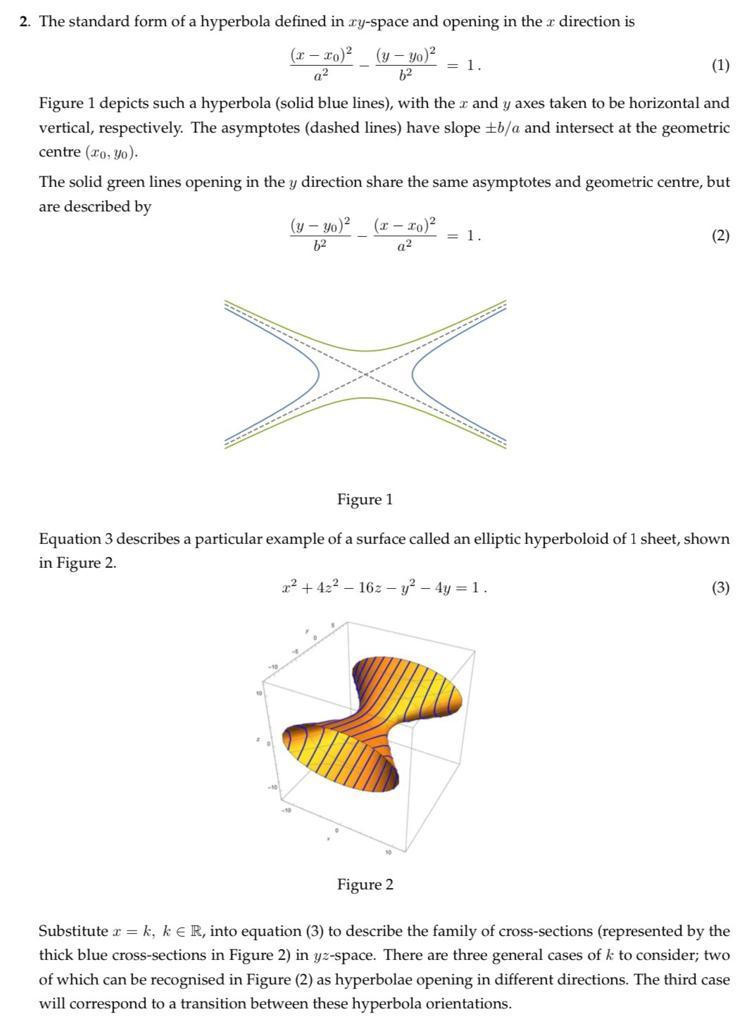 Solved The standard form of a hyperbola defined in xy-space | Chegg.com