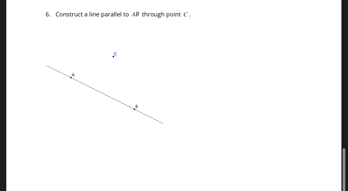 Solved 6. Construct a line parallel to AB through point C. | Chegg.com
