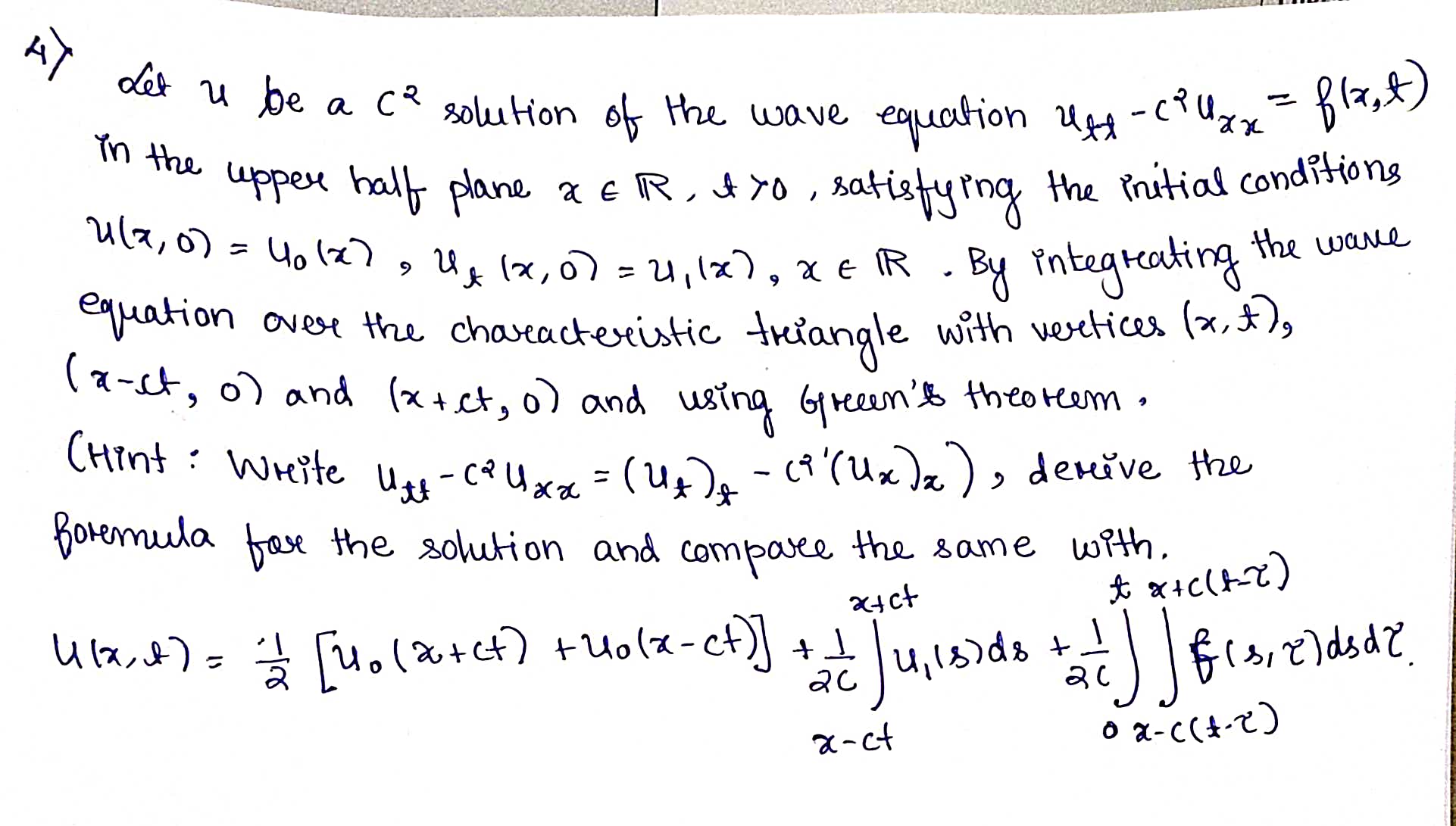 Solved Let u be a c^(2) solution of the wave equation | Chegg.com