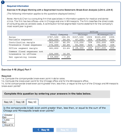 Solved Required information Exercise 4-16 (Algo) Working | Chegg.com