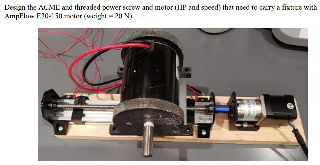 Solved Design the ACME and threaded power screw and motor | Chegg.com
