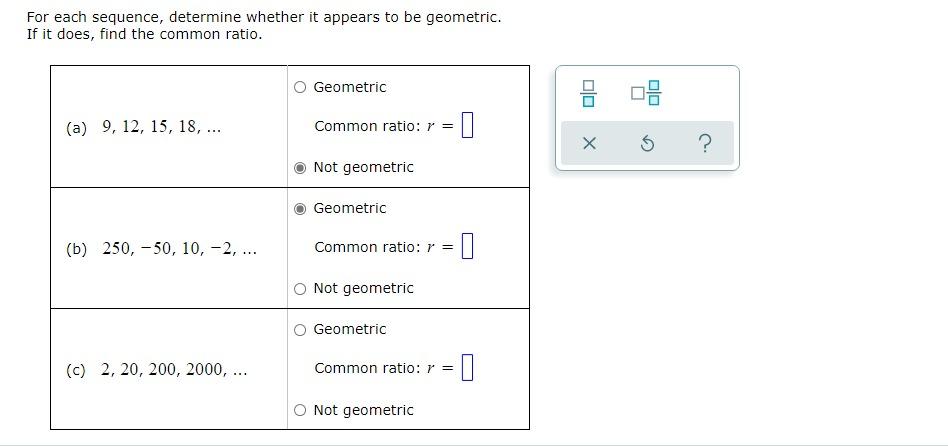 Solved For each sequence, determine whether it appears to be | Chegg.com