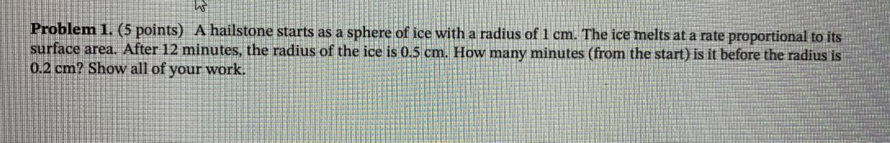 Solved Problem 1. (5 points) A hailstone starts as a sphere | Chegg.com