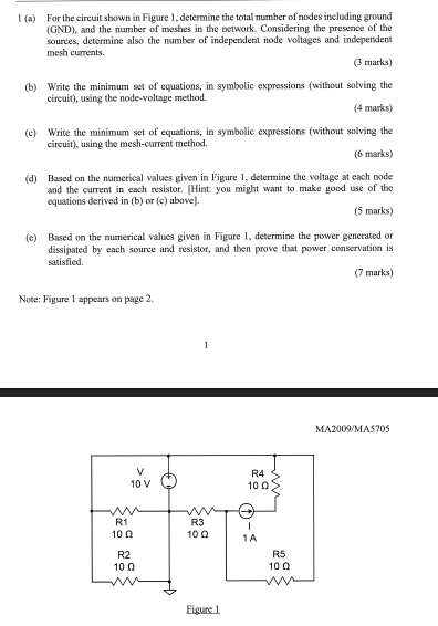 Solved 1 (a) ﻿For the circuit shown in Figure 1, ﻿determine | Chegg.com