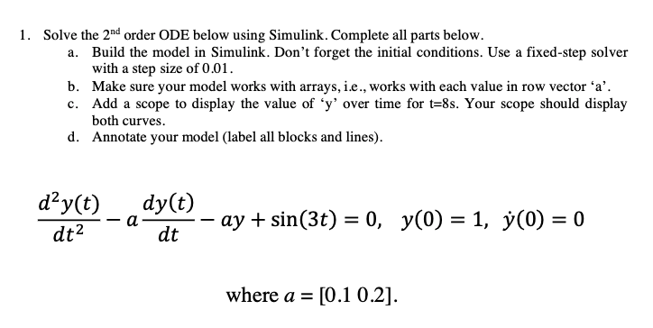 Solved 1. Solve the 2nd order ODE below using Simulink. | Chegg.com