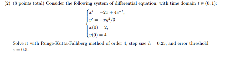 Solved (2) (8 points total) Consider the following system of | Chegg.com