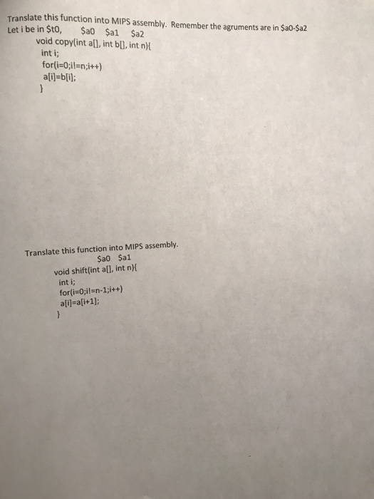 Solved Translate this function into MIPS assembly. Remember | Chegg.com