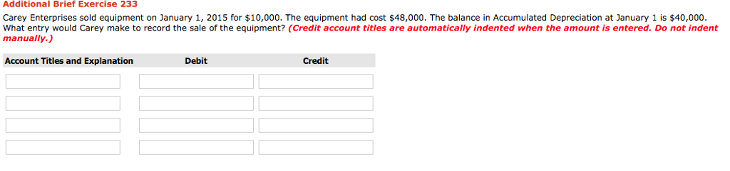 Solved Additional Brief Exercise 233 Carey Enterprises sold | Chegg.com