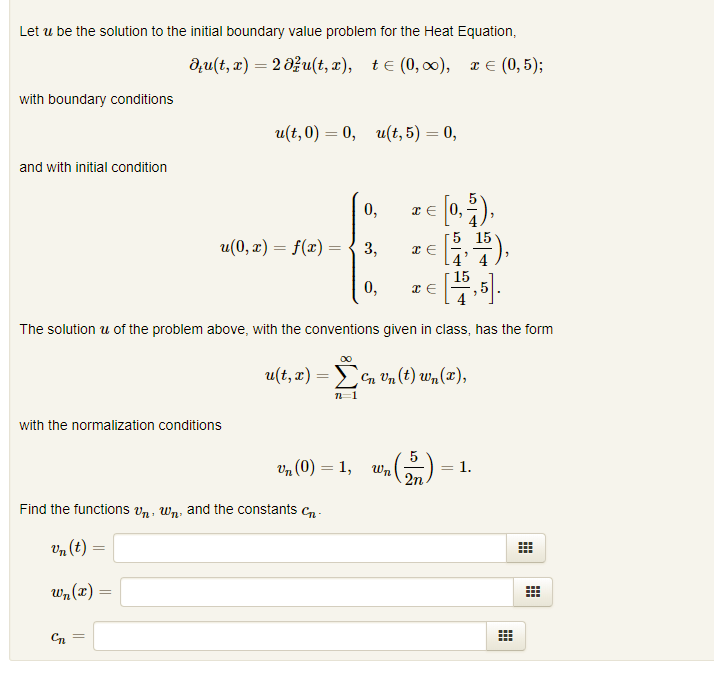 Solved Let u be the solution to the initial boundary value | Chegg.com