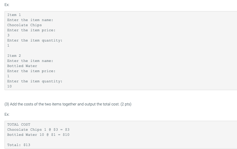 Solved 7.6 LAB*: Warm up: Online shopping cart (Part 1) (1) | Chegg.com