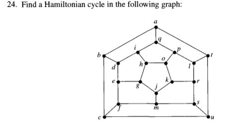 Solved 24. Find a Hamiltonian cycle in the following graph: | Chegg.com